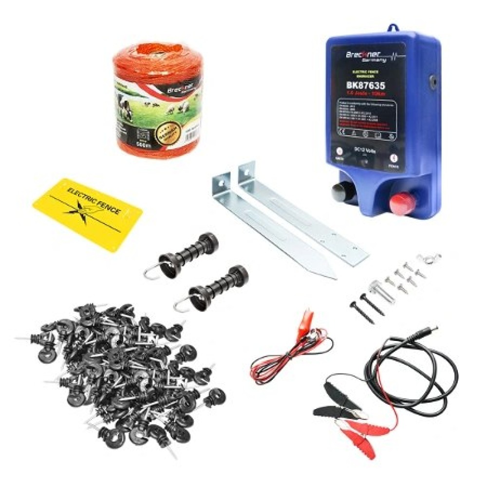 Kit complet gard electric 12V, 1 Joule, lungime fir 500m, 100 izolatori ...