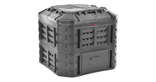 Lada pentru compost HECHT 6600, volum 600 litri, din plastic, negru ...